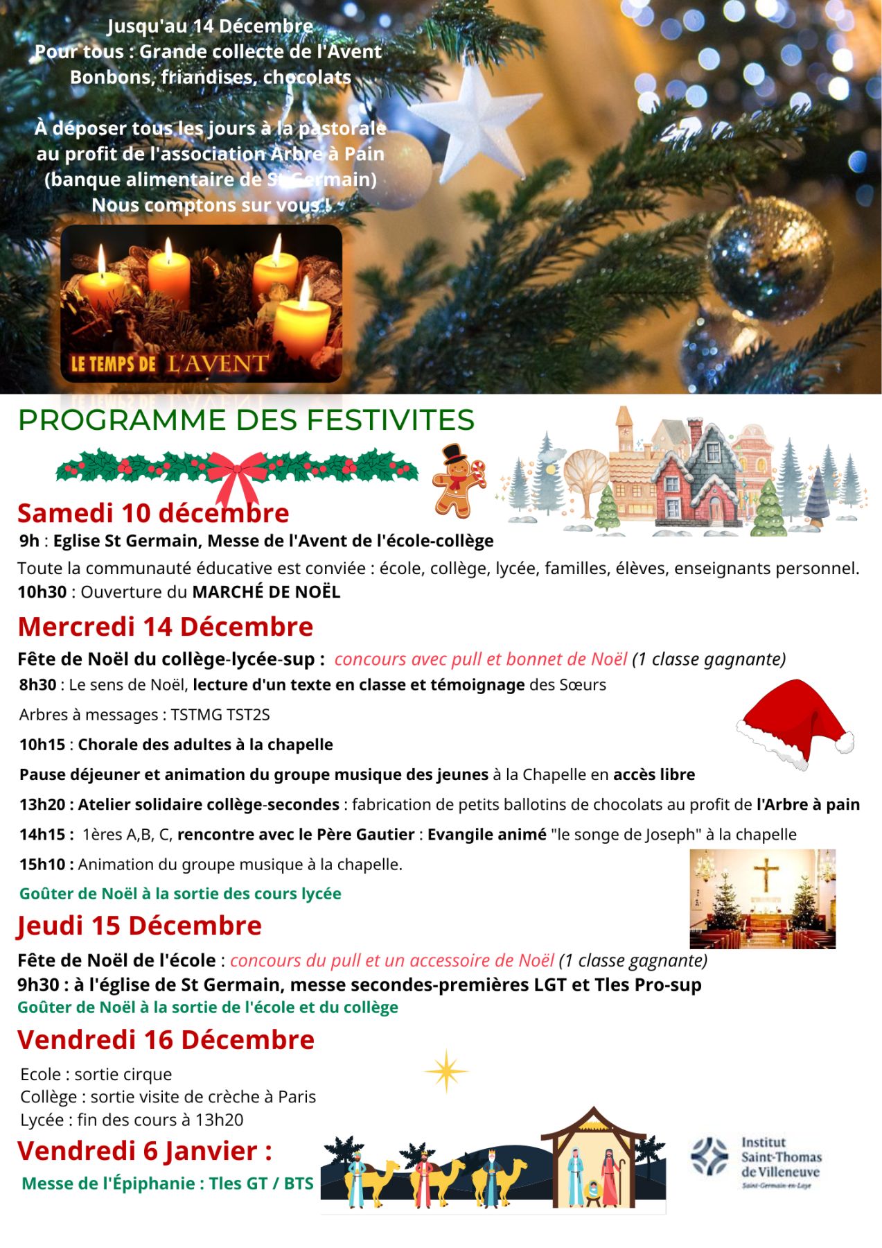 Programme des festivités - Institut Saint Thomas de Villeneuve